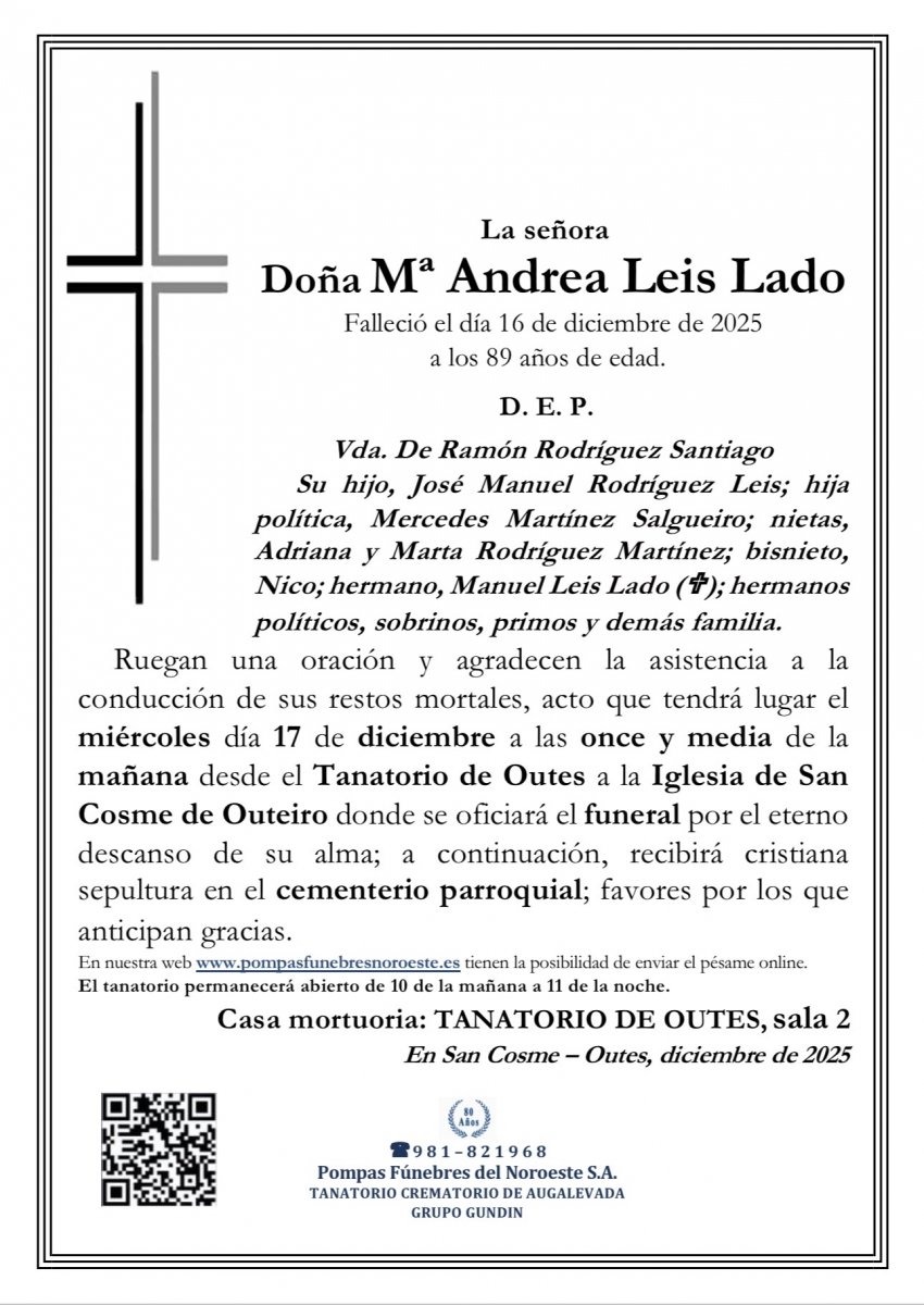 Doña Mª Andrea Leis Lado